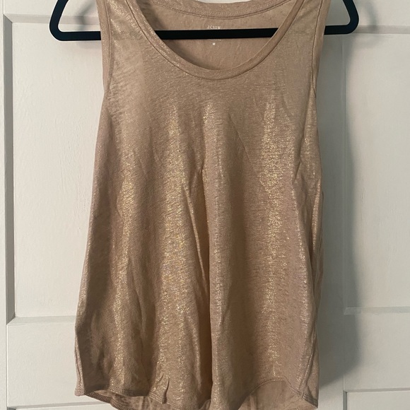 J. Crew | Tops | J Crew 0 Linen Metallic Gold Shimmer Tank Top | Poshmark
